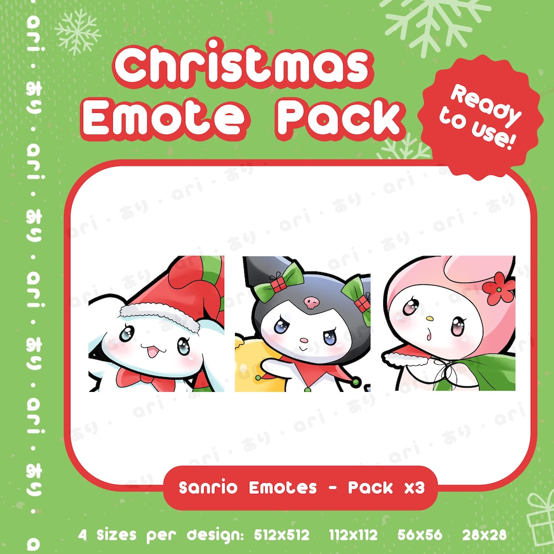 Christmas Streaming Emotes Pack Cute Seasonal Designs set of 3 Cinnamon ...