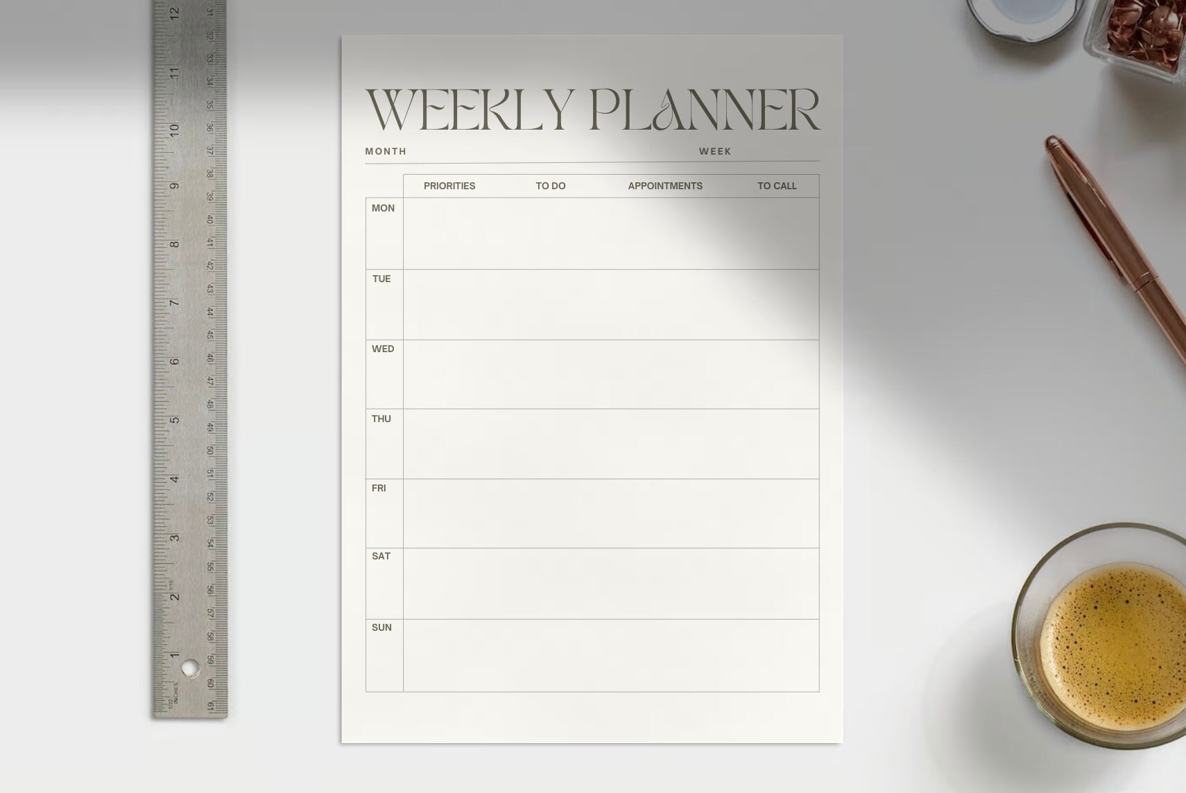 Printable Weekly Planner Minimalist Weekly Planner Daily - Etsy