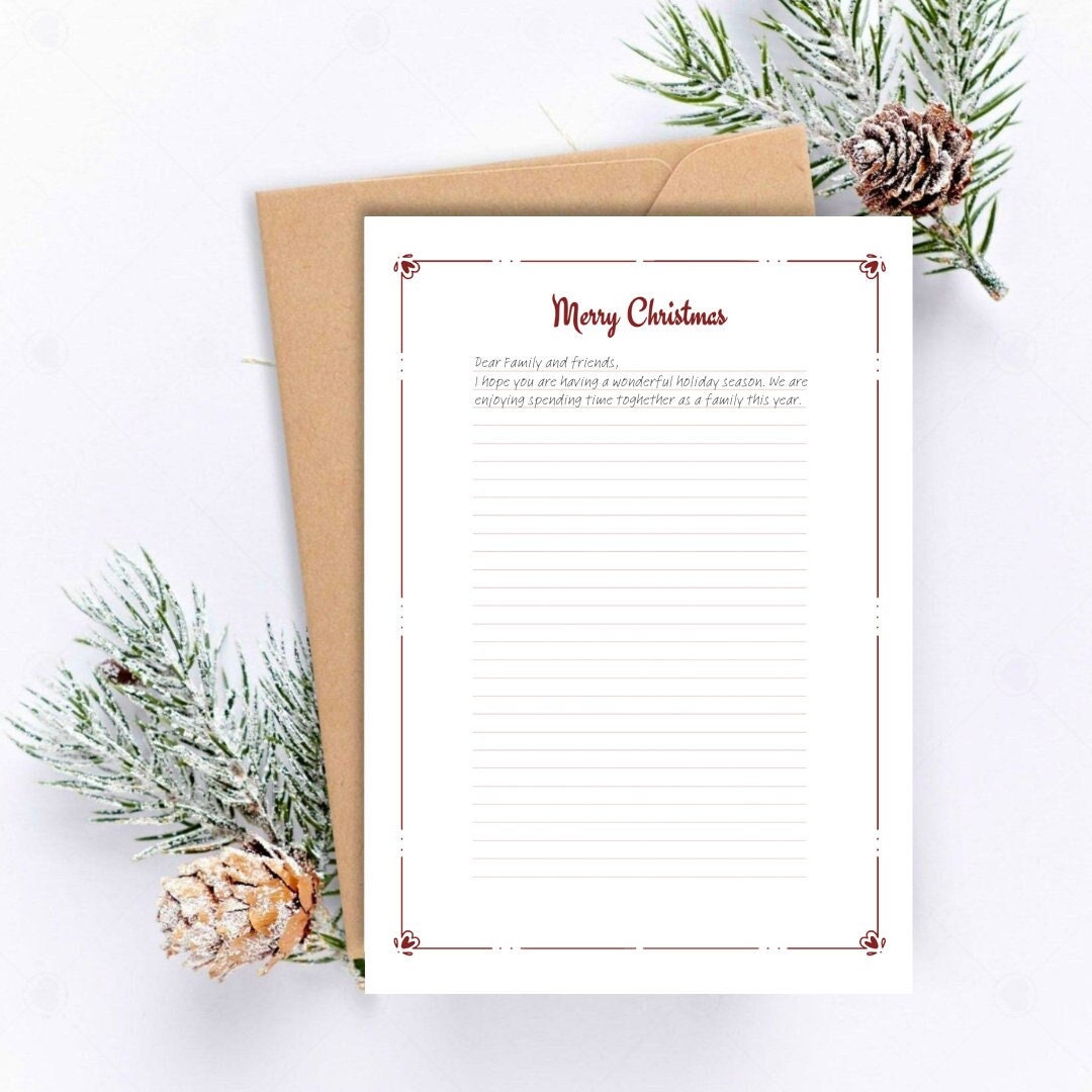 Printable Christmas Stationery Letter Digital Download Instant ...