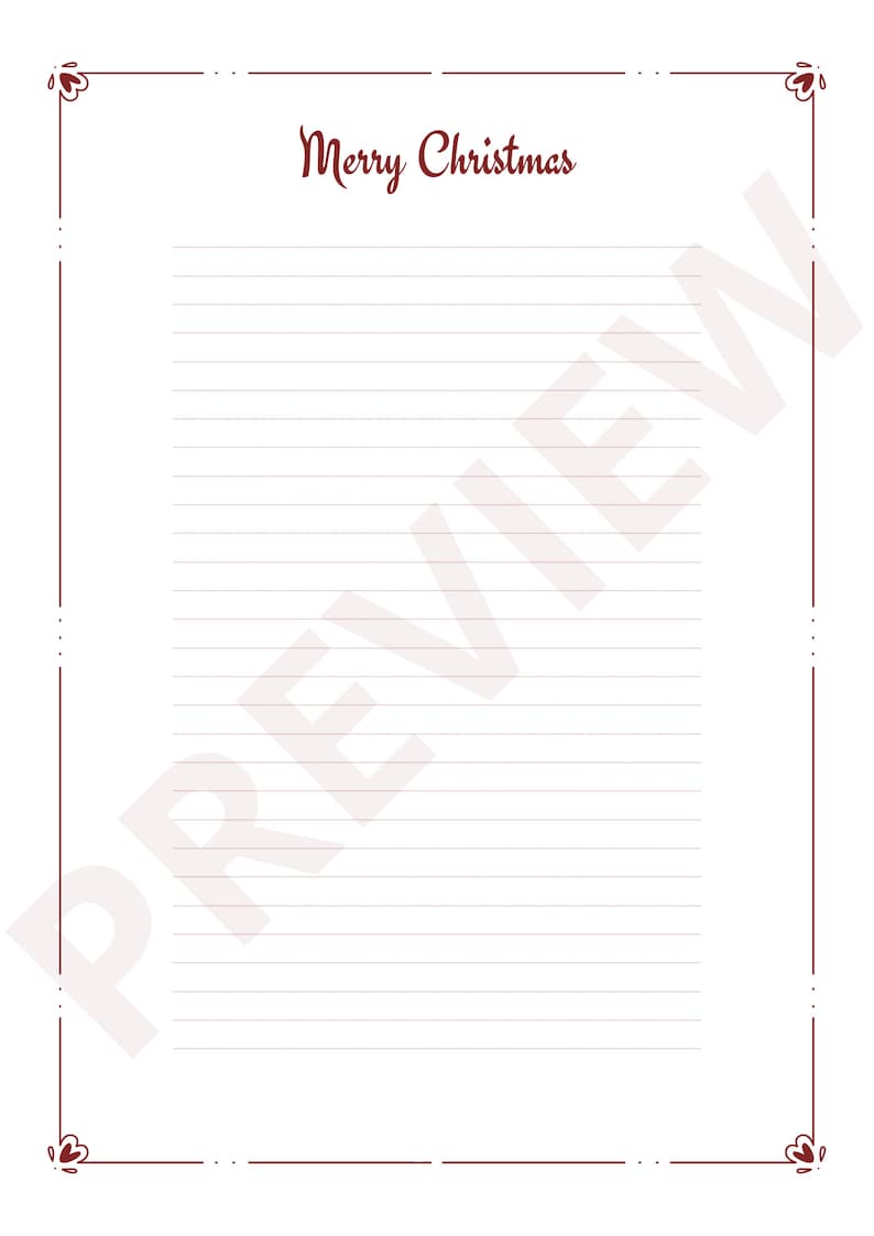 Printable Christmas Stationery Letter Digital Download Instant ...