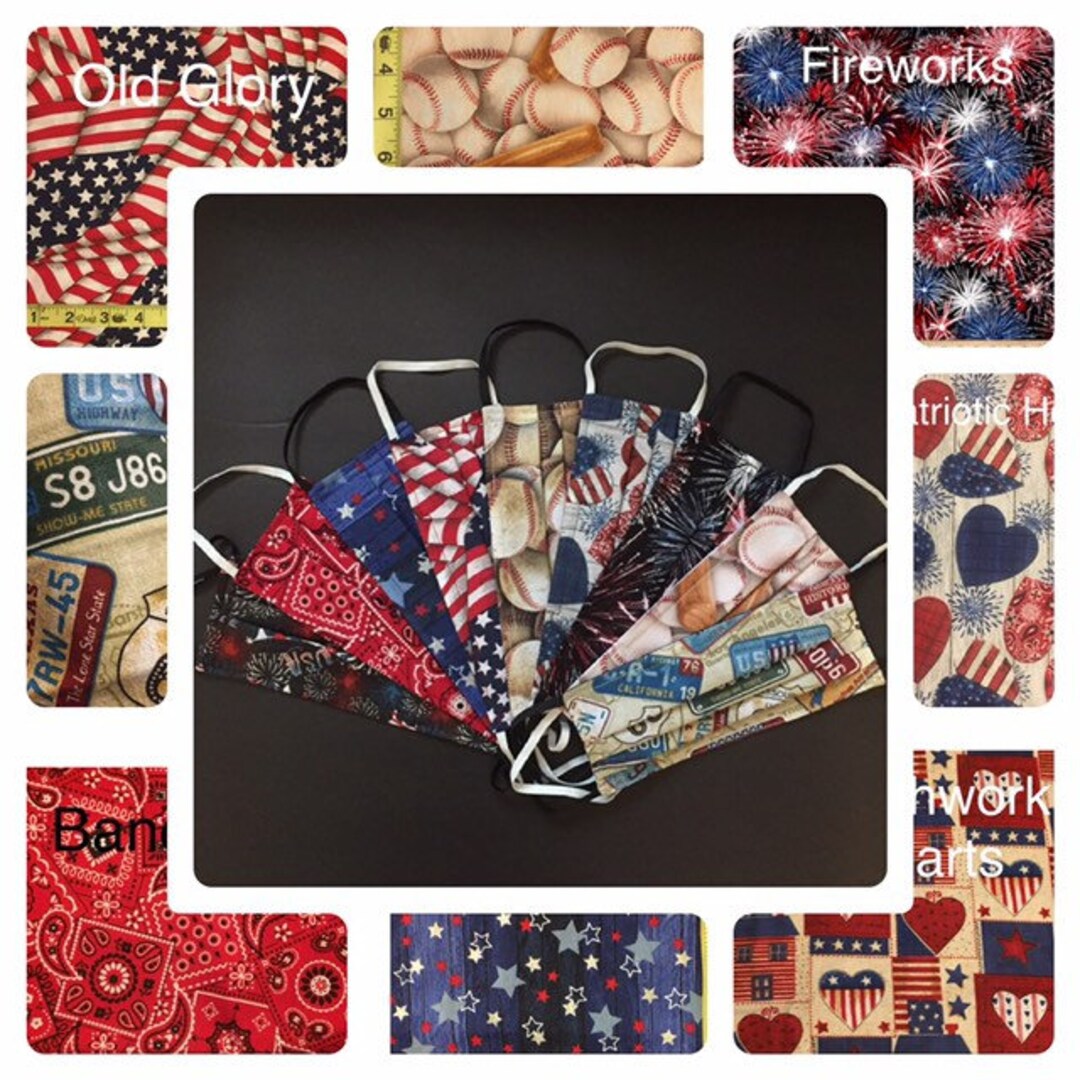 American / Patriotic Prints-reusable, Washable Face Mask With Filter ...