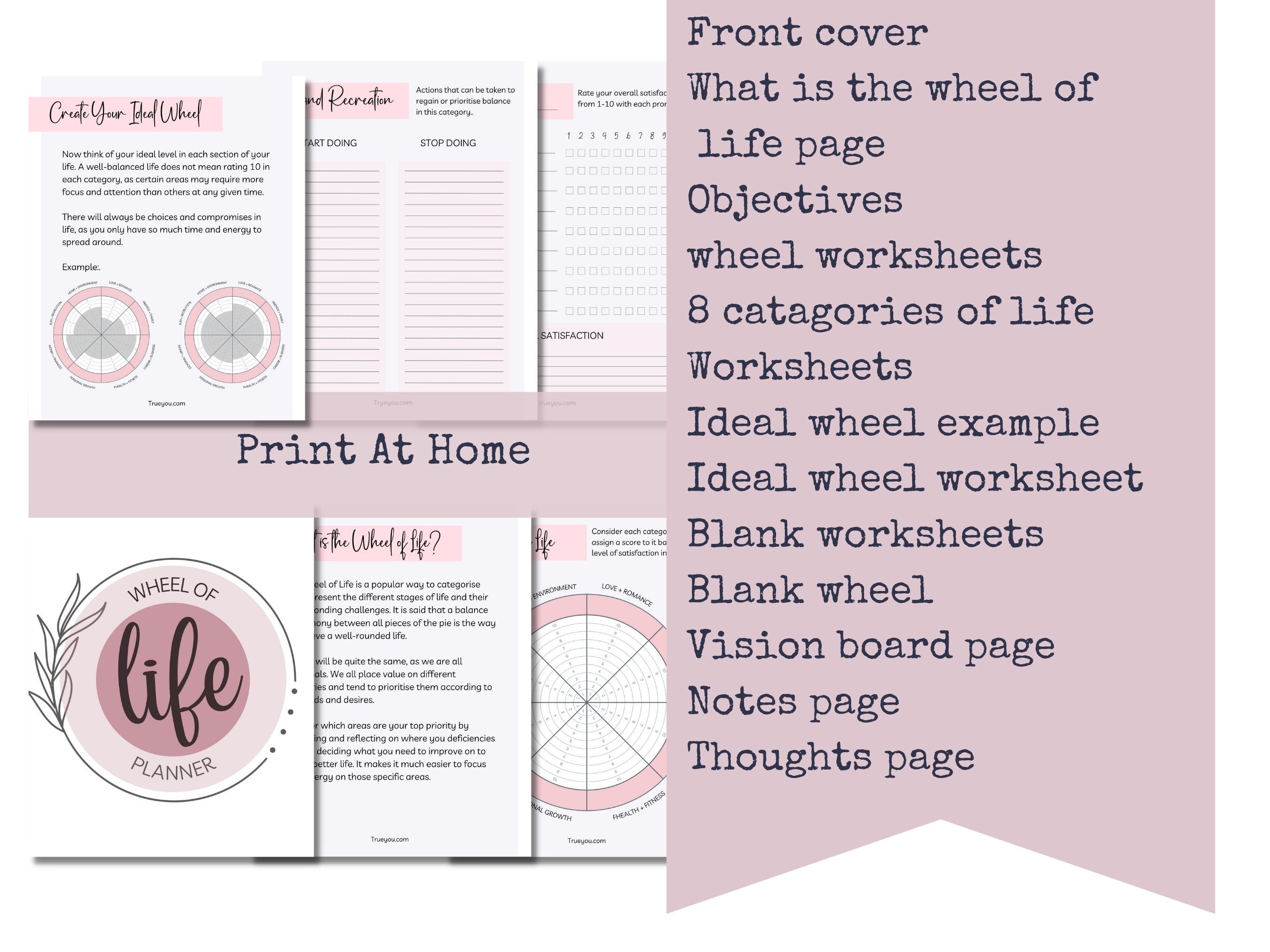 Wheel of Life Printable Planner - 8 Areas of Life - Self Improvement ...
