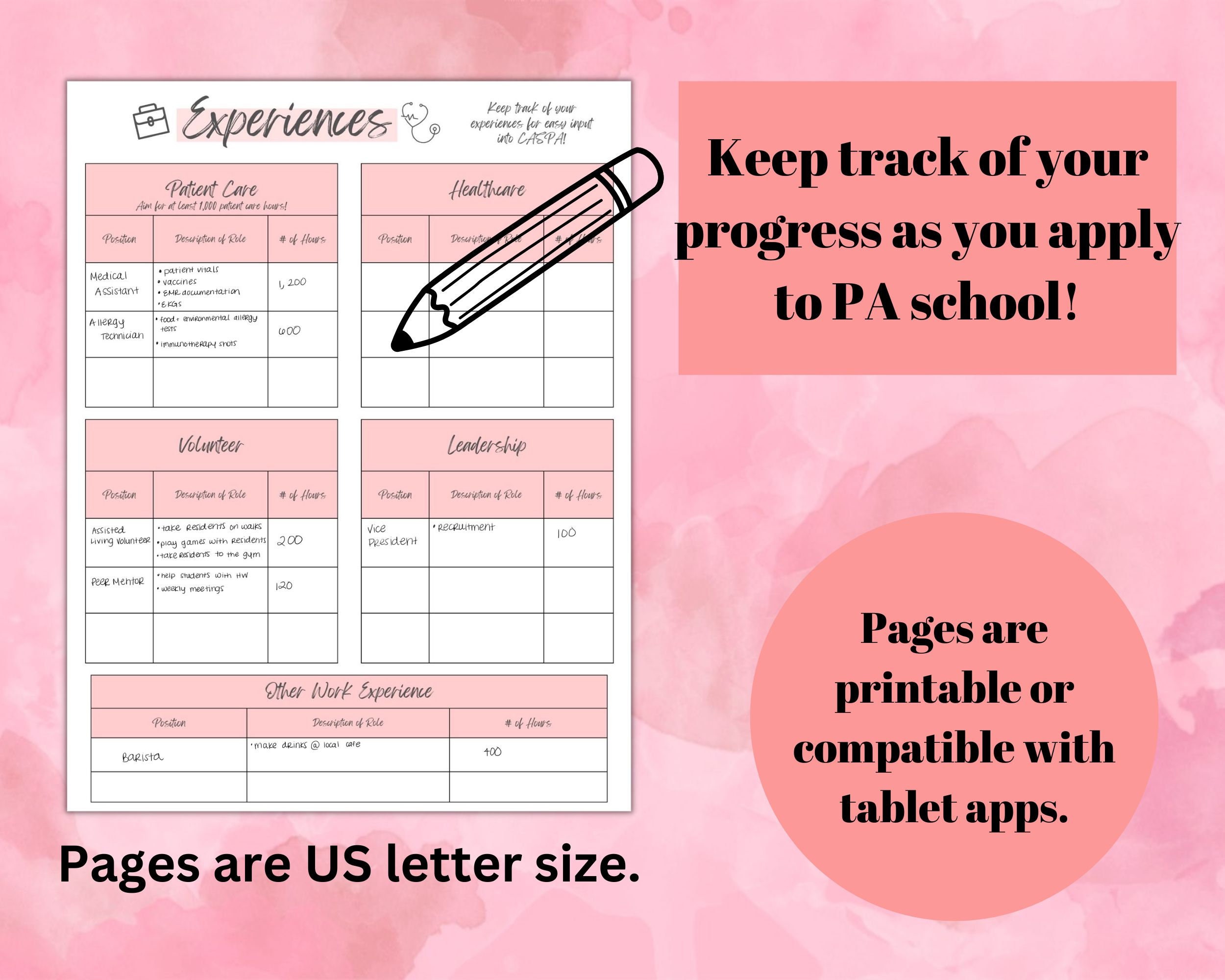 Pre-pa Planner, PA School Application Planner, Printable Pre-pa Planner ...