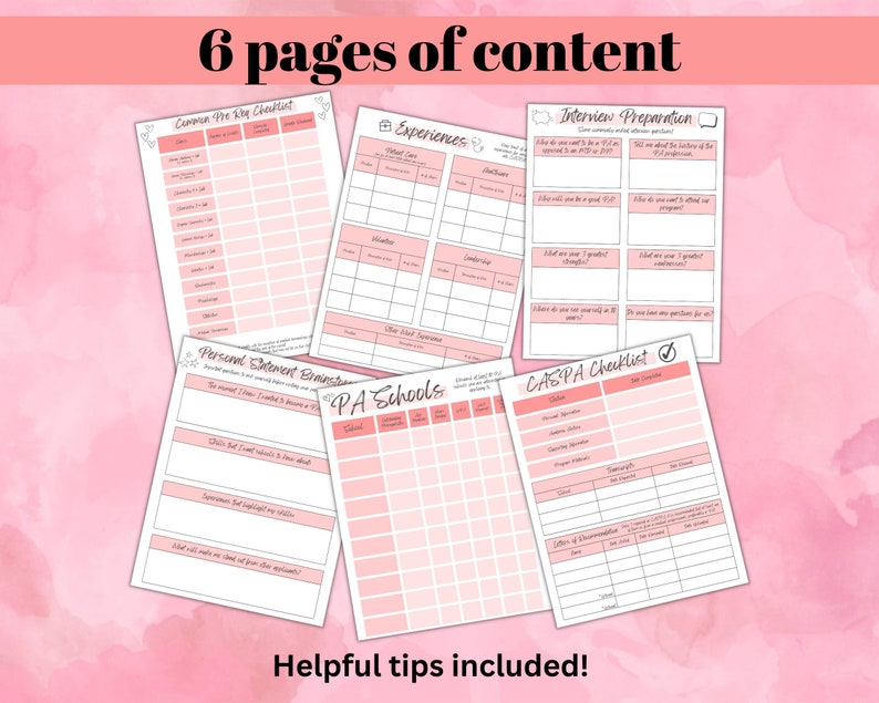 Pre-pa Planner, PA School Application Planner, Printable Pre-pa Planner ...