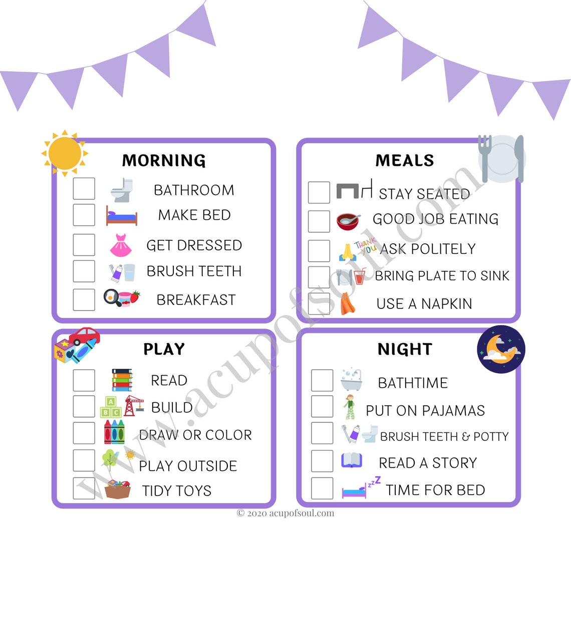 Kid's Daily Rhythm & Routine Chart, Toddler Daily Routine, Kid's Daily ...