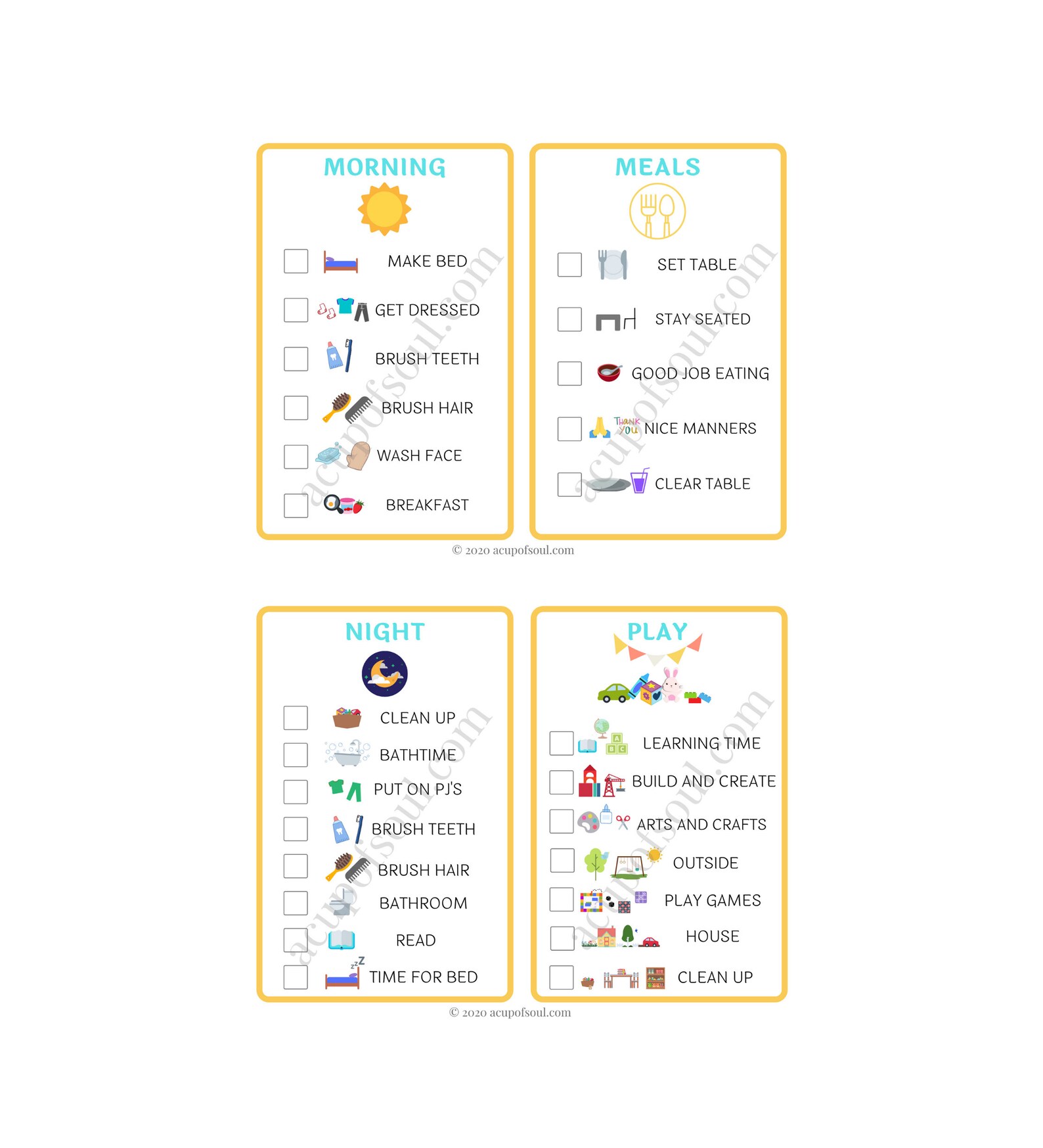 Daily Routine Chart for Kids, Pre-schoolers, Toddlers - Checklist - To ...