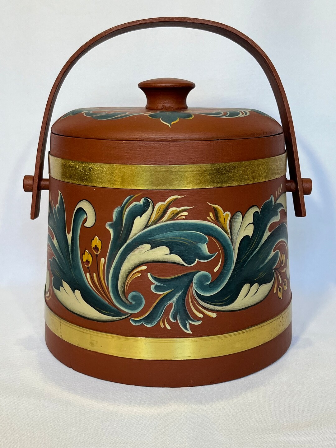 Decorative Bucket With Hand Painted Rosemaling - Etsy