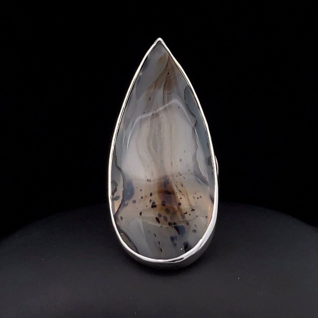Sterling Silver Large Montana Agate Ring Size 9 - Etsy