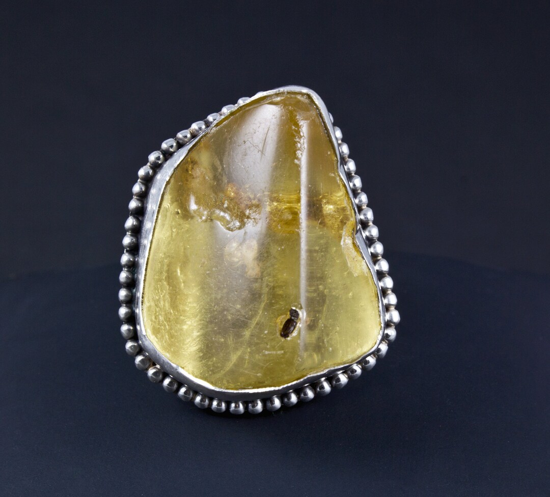 Sterling Silver Large Copal Amber Ring Size 8 - Etsy