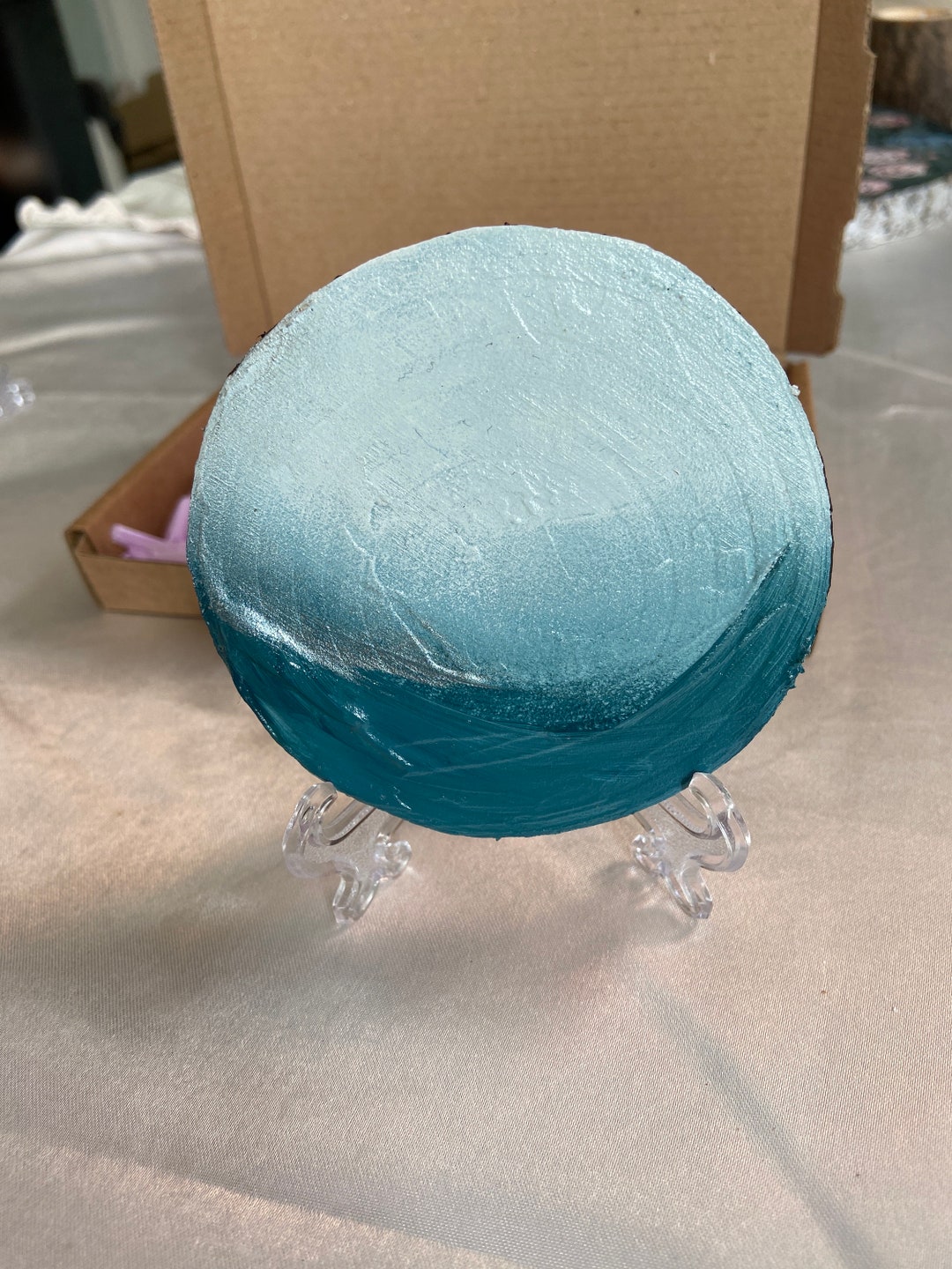 Coaster Wooden Log Slice Teal Blue/green. Drinks Coaster. Dinning Room ...