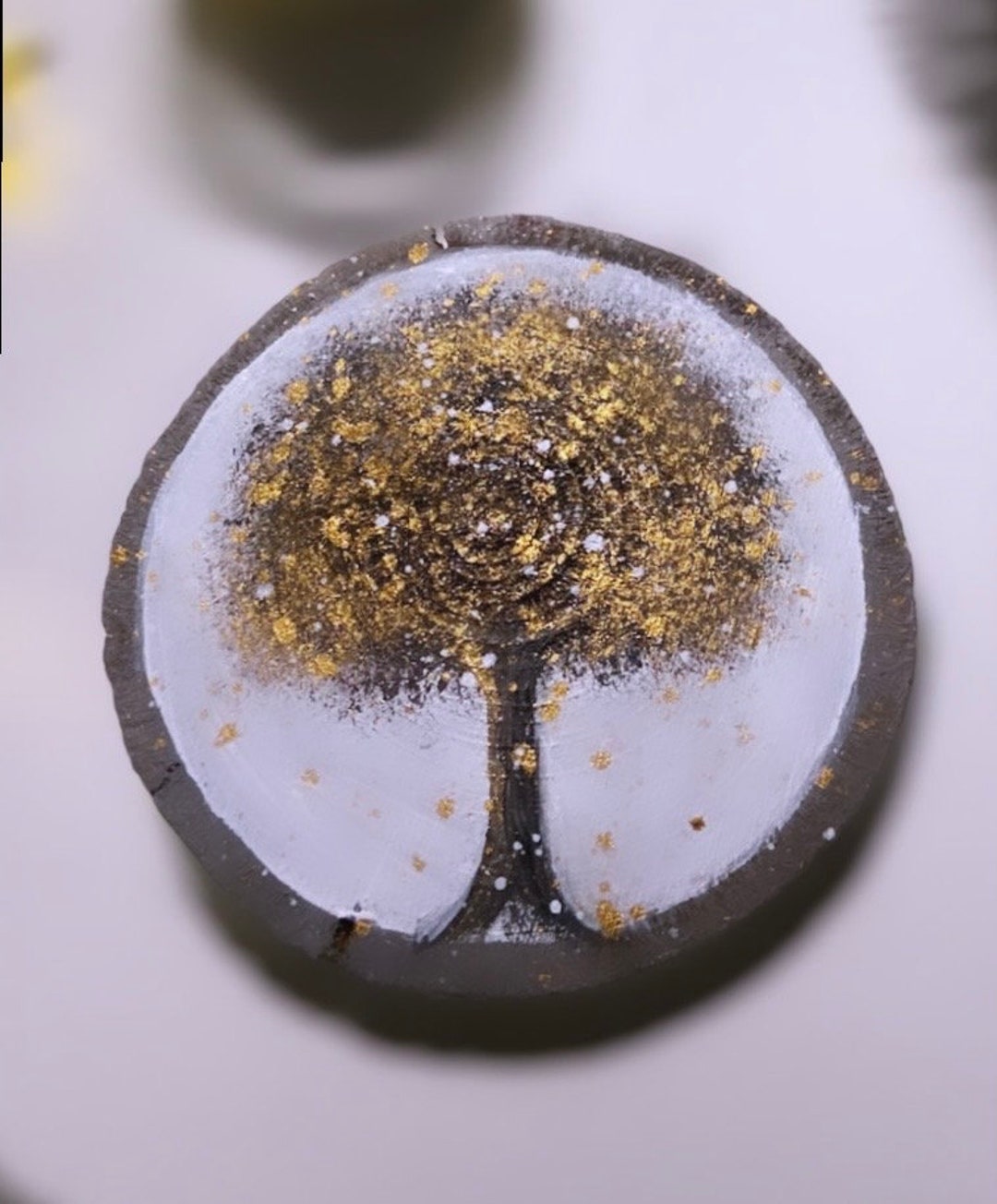 Coaster Wooden Log Slice. Drinks Coaster. Golden Tree. for Dinning Room ...