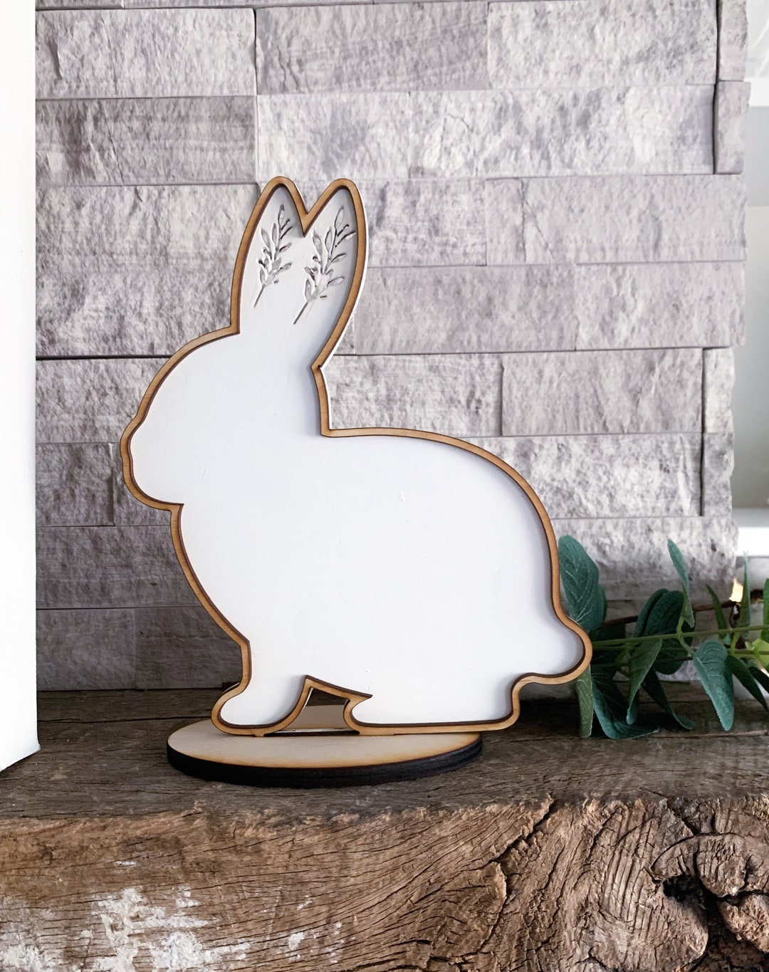 Wood Bunny Sign | Wooden Rabbit| Easter, Spring Decor | Minimalist ...