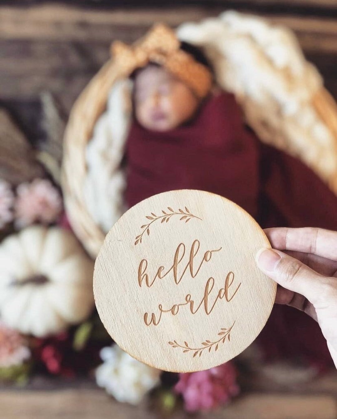 Hello World Wooden Birth Announcement Sign Hospital Newborn - Etsy