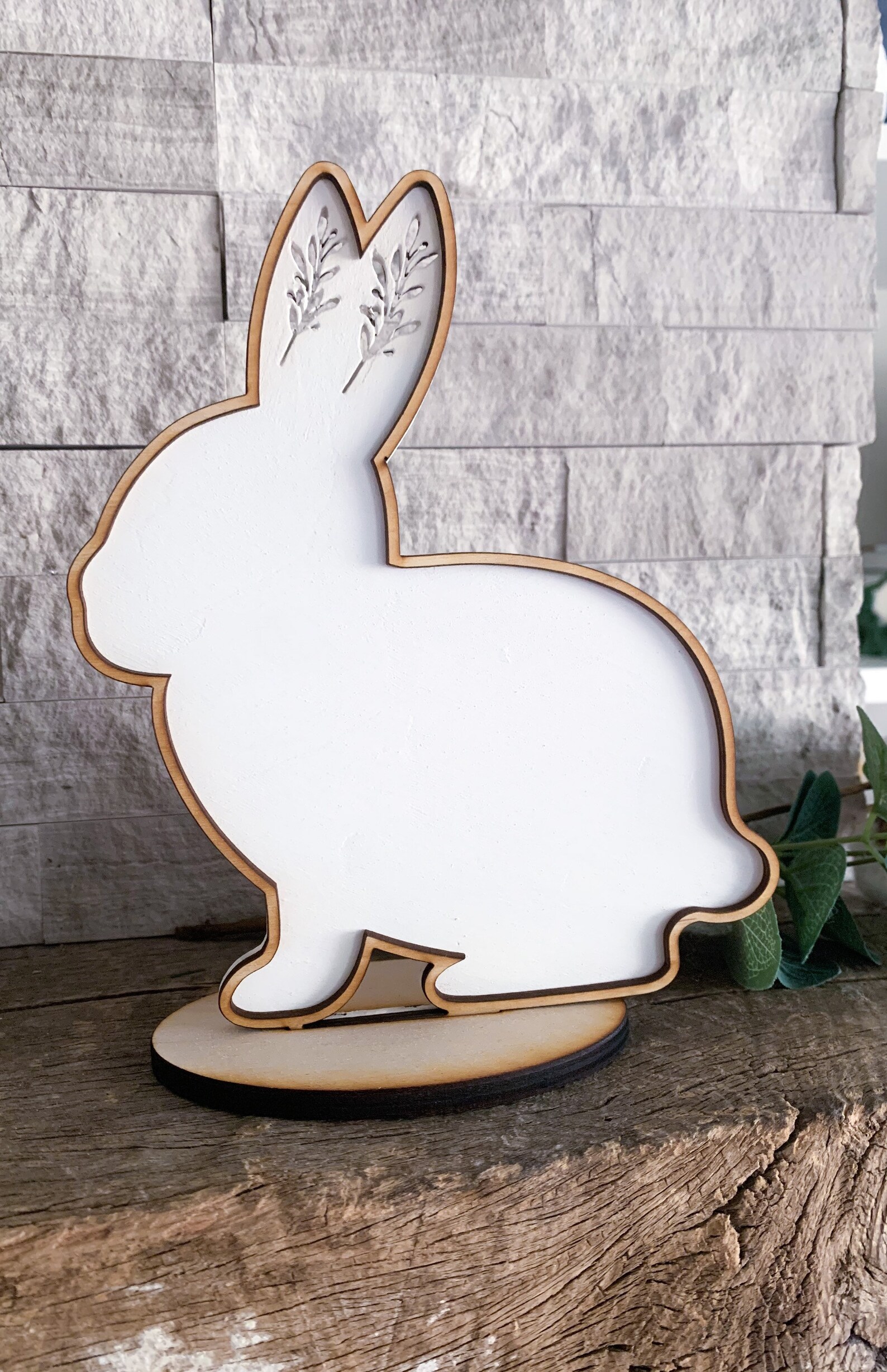 Wood Bunny Sign Wooden Rabbit Easter Spring Decor | Etsy Canada