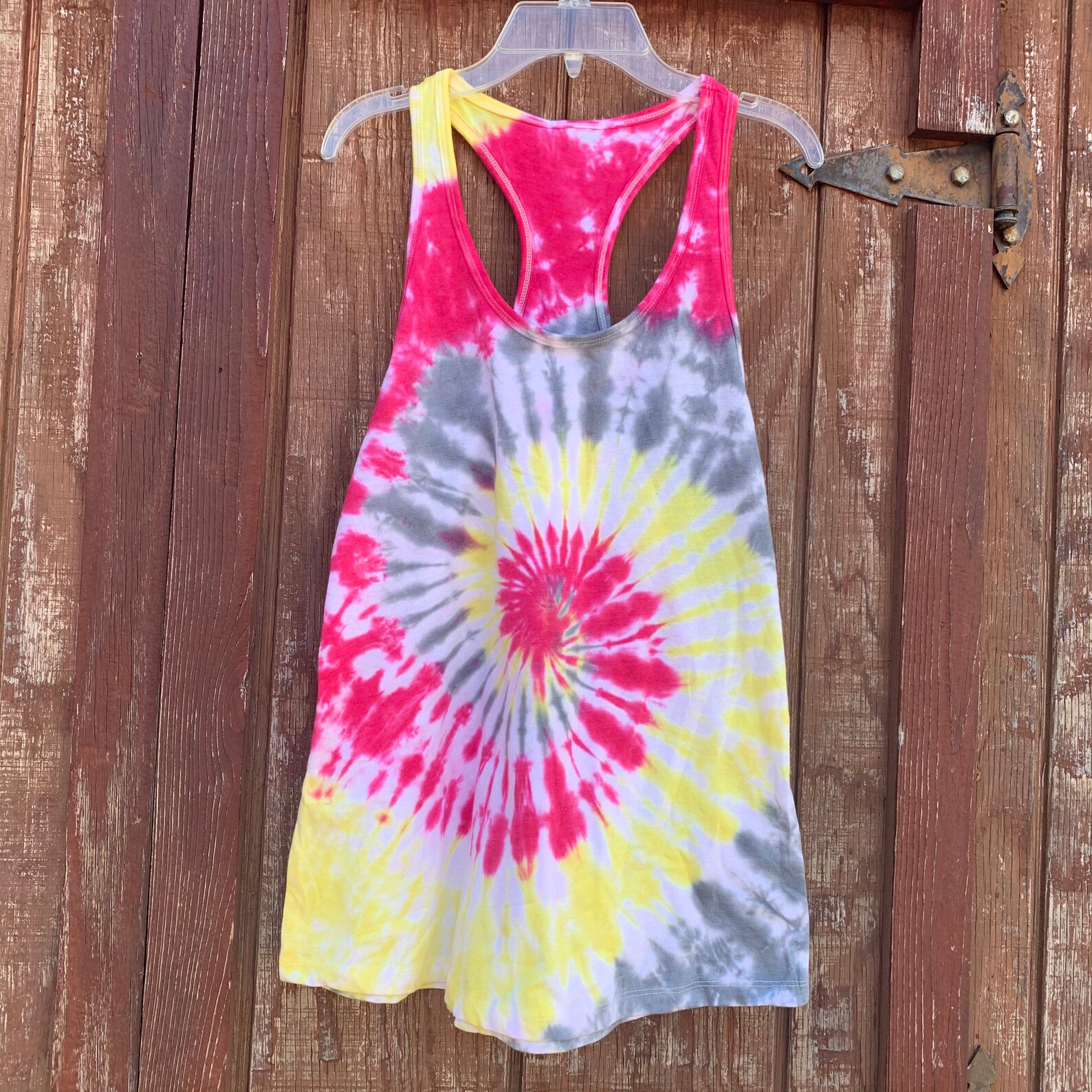 Tie Dye Tank Top // Tie Dye Racerback Tank // Yellow Pink and - Etsy