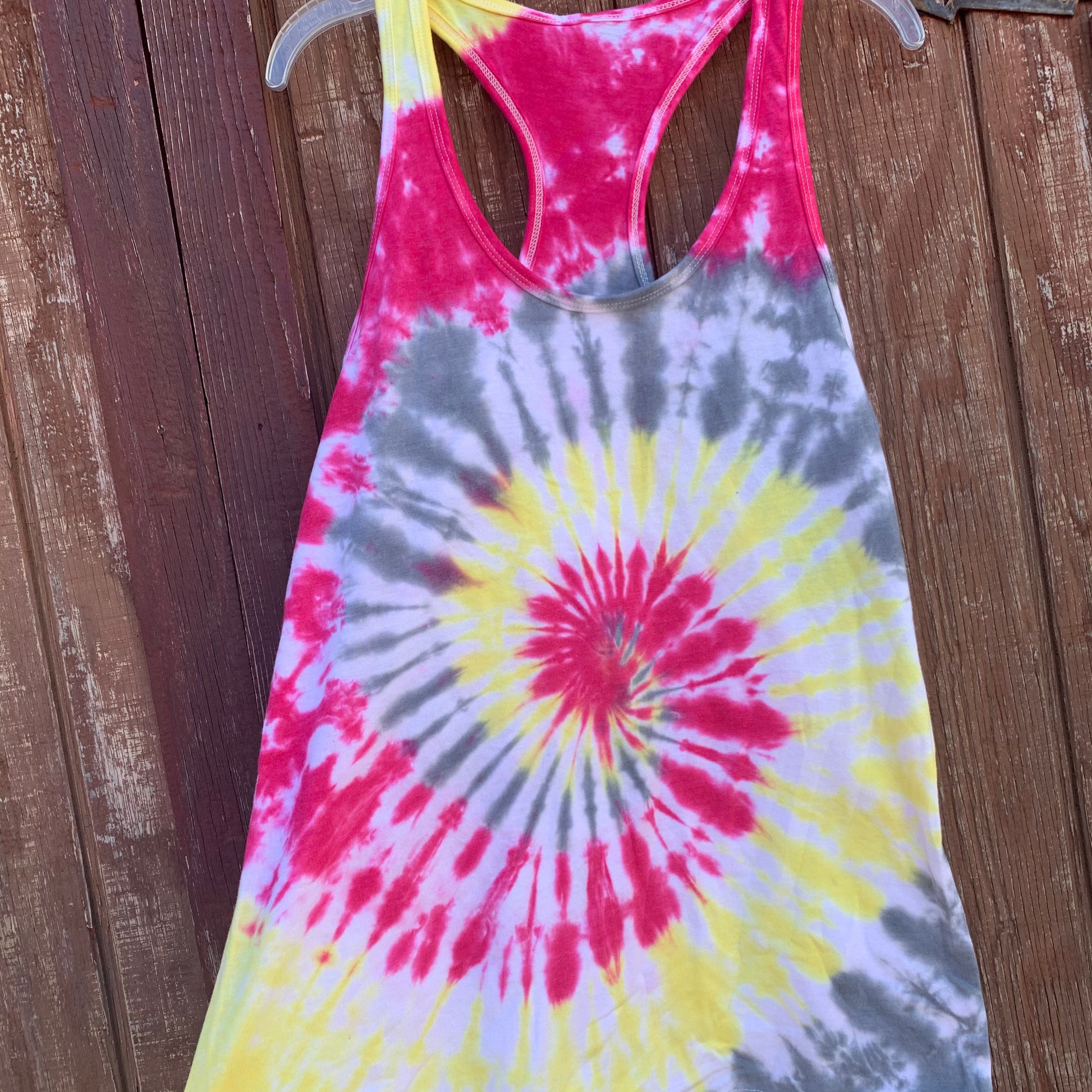 Tie Dye Tank Top // Tie Dye Racerback Tank // Yellow Pink and - Etsy