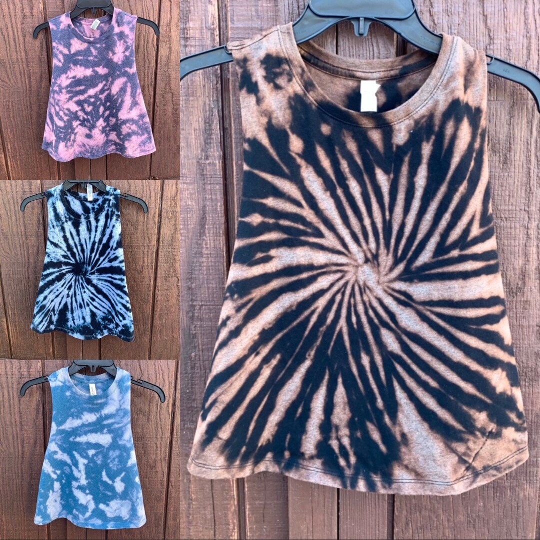 Tie Dye Cropped Tank // Bleach Dye Tank Top // Acid Washed Tank ...