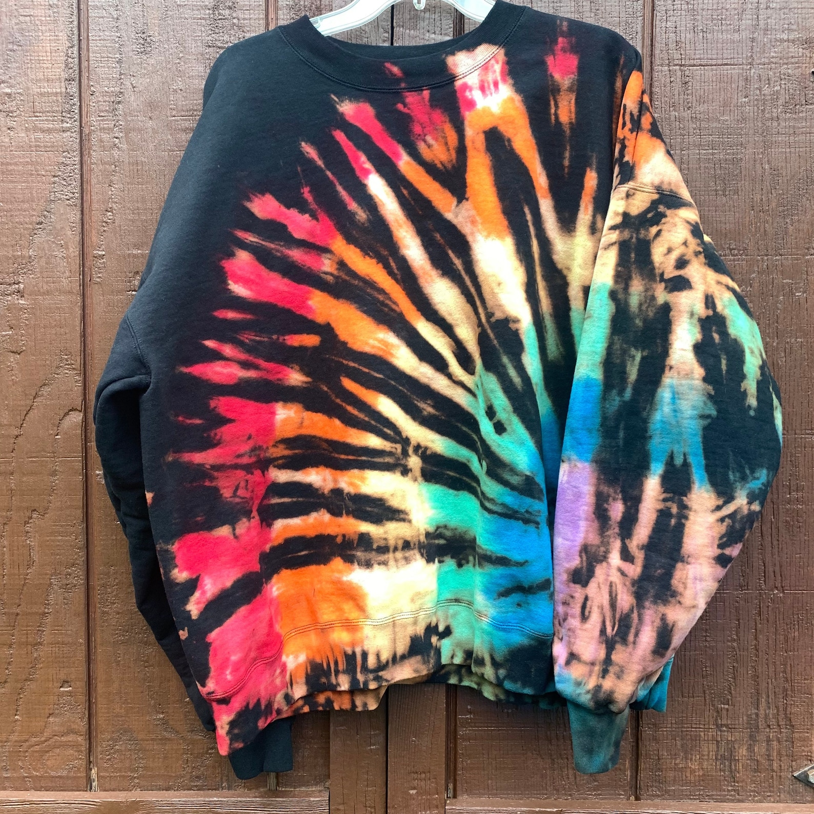 Rainbow Bleach Dye Sweatshirt // Acid Wash Sweatshirt // Black Rainbow ...