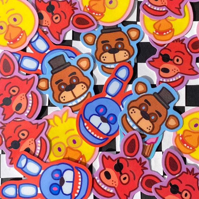 Five Nights at Freddy's Sticker Pack – FNAF Game, Hand-drawn Die Cut ...