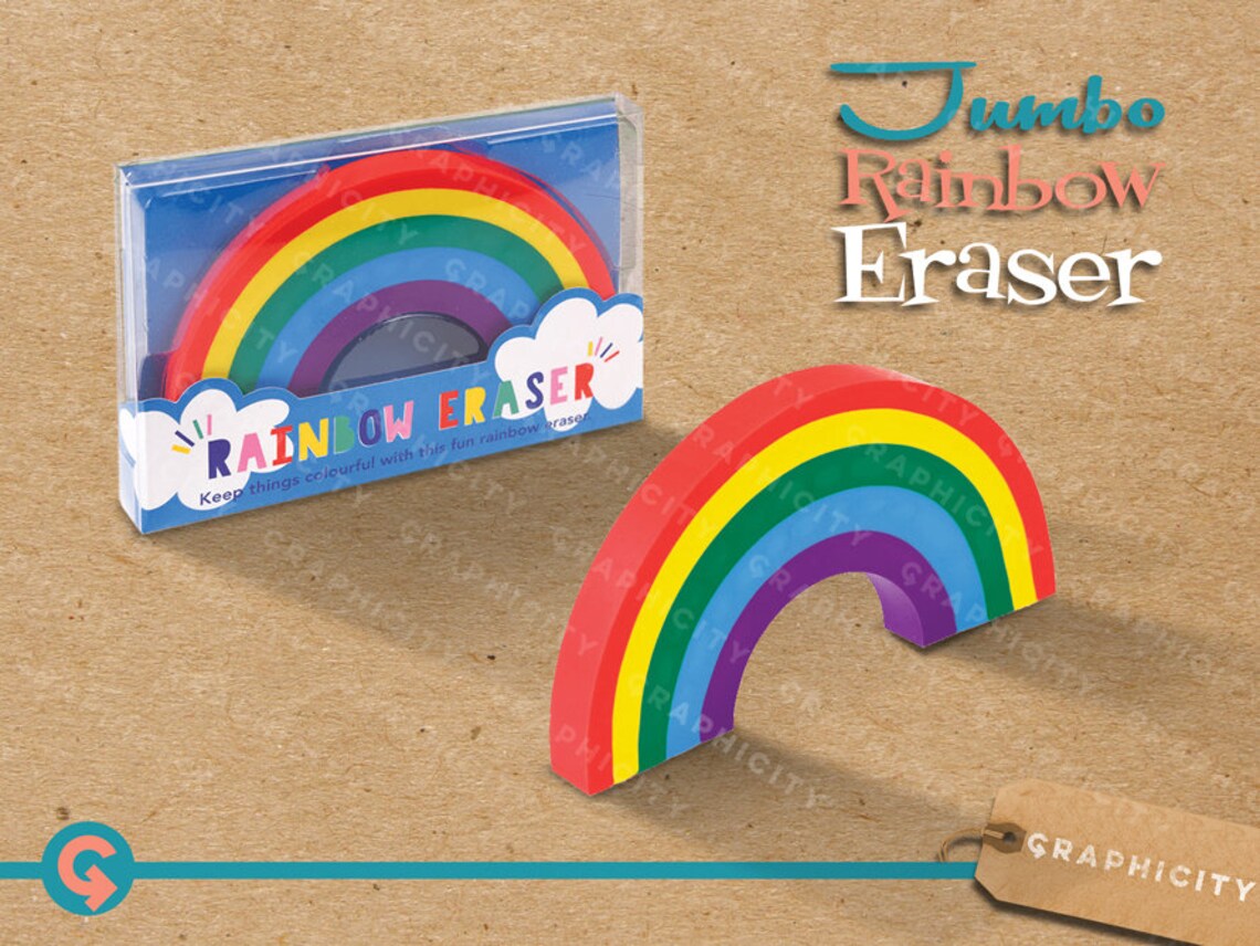 Jumbo RAINBOW Eraser Colourful Rainbow Novelty Eraser Stationery ...
