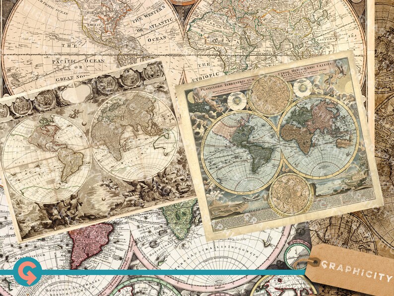 Vintage Old World Maps OLD WORLD MAP Bundle Map Bundle Image Bundle Jpg ...