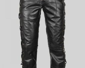 Leather Laced up Pants Men - Etsy