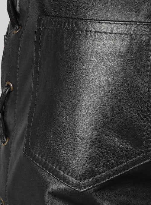 Mens Real Black Side Laced Bikers Jeans Style Pants 100 Original