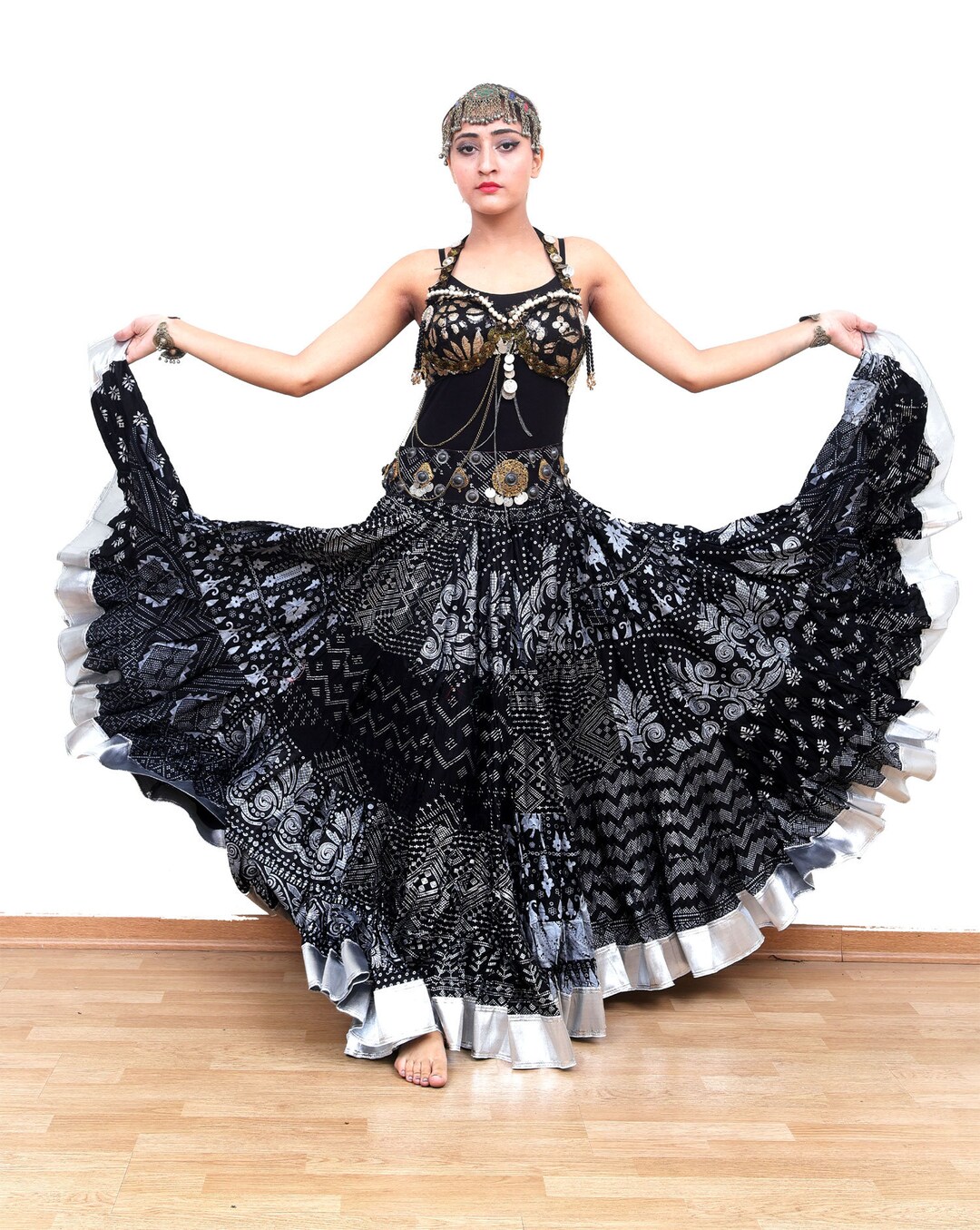 Tribal Bellydance Skirt – 25 & 35 Yard , ATS Costume, 4 Tier Festival ...