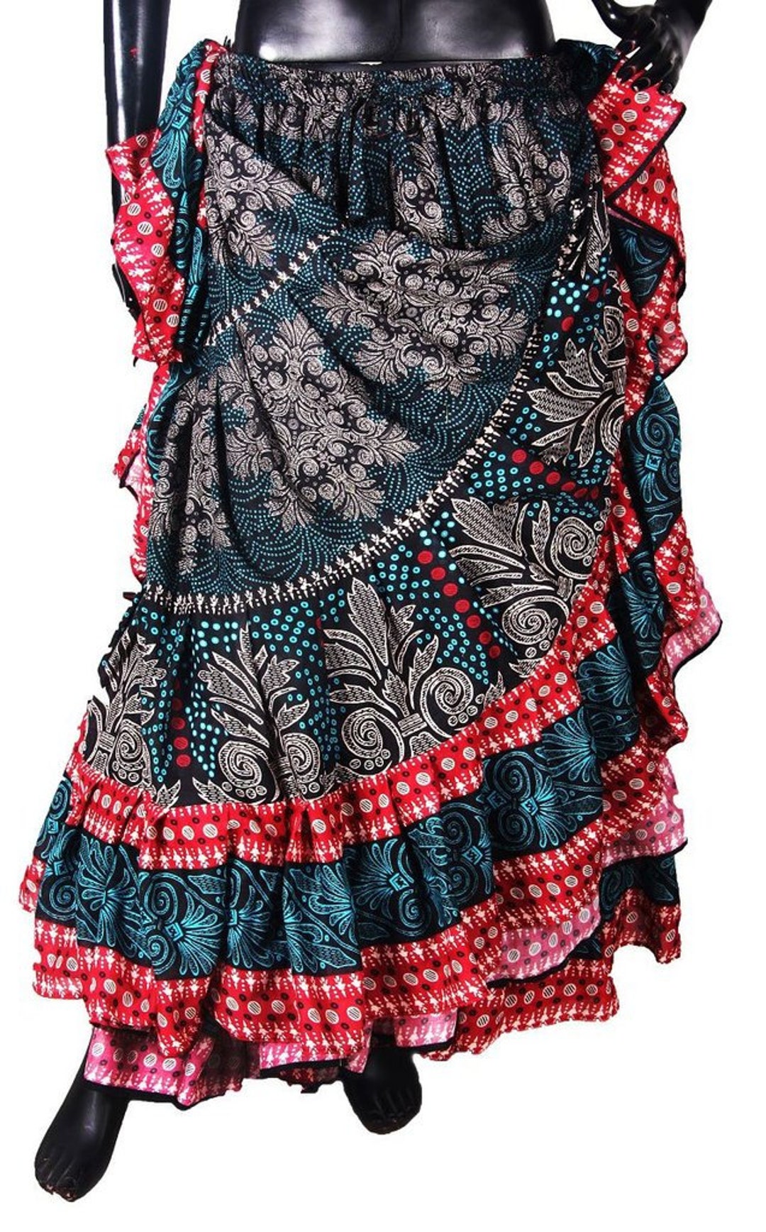 Tribal Bellydance Skirt – 25 & 35 Yard , ATS Fusion Costume, 4 Tier ...