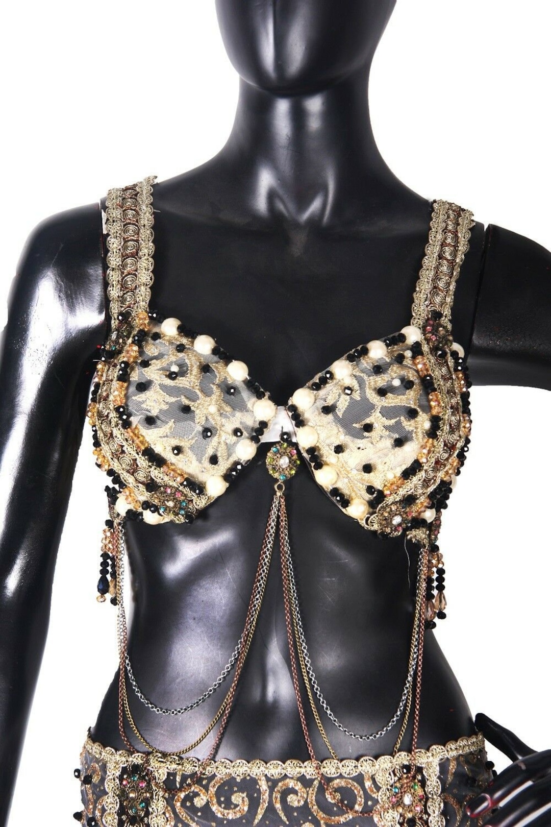 Tribal Bellydance Gothic Bra Belt Set Gypsy Bra Belt Set ATS Bra Belt ...