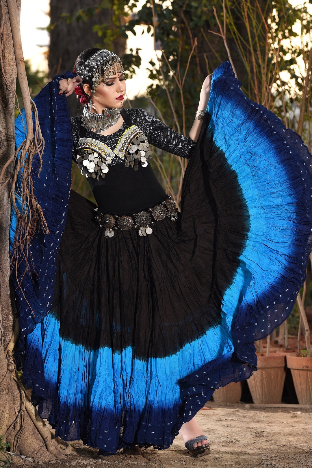 Tribal Bellydance Skirt – 25 & 35 Yard , ATS Costume, 4 Tier Festival ...