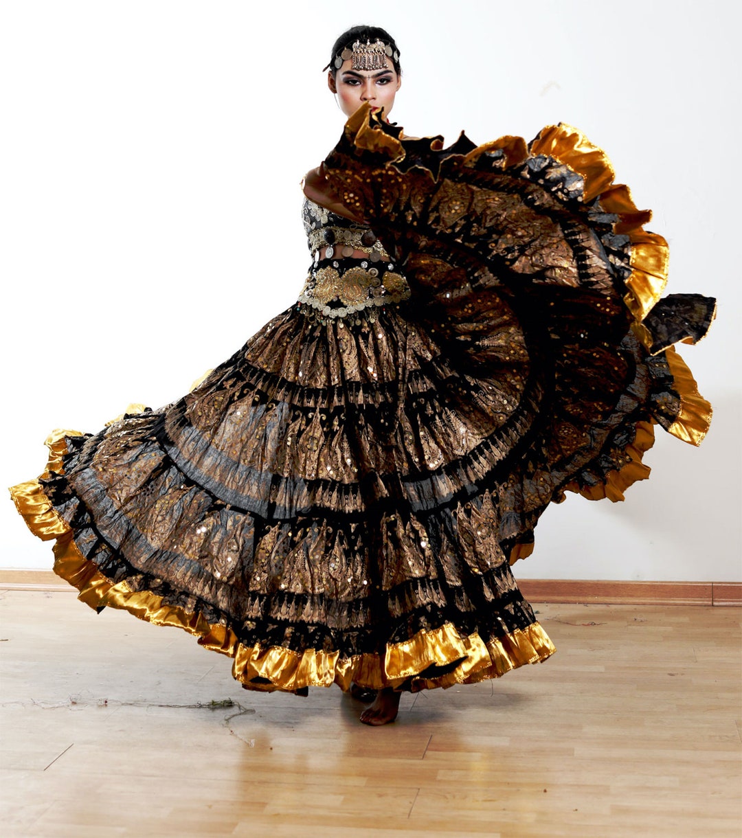 Tribal Bellydance Skirt – 25 & 35 Yard , ATS Costume, 4 Tier Festival ...