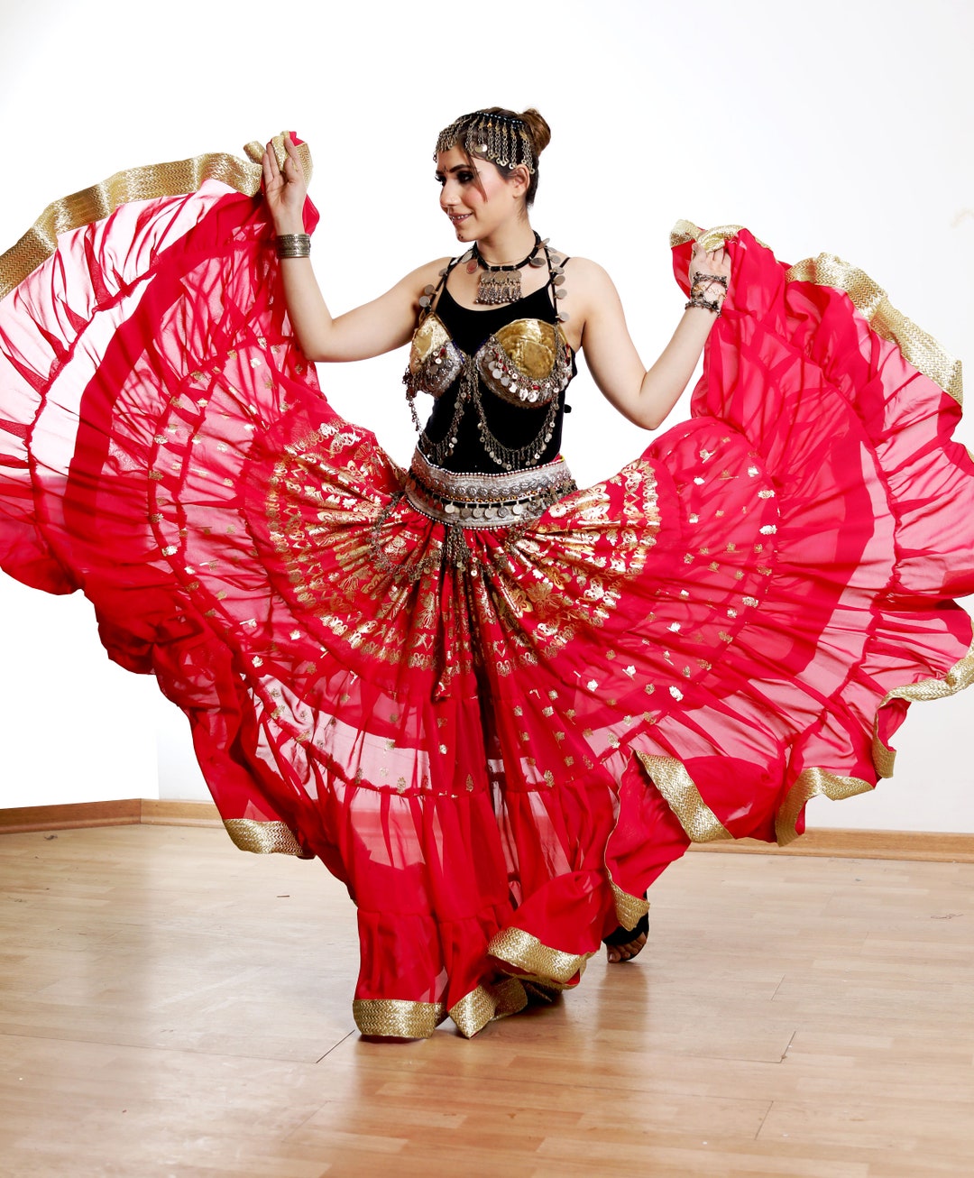 Tribal Bellydance Skirt – 25 & 35 Yard , ATS Costume, 4 Tier Festival ...