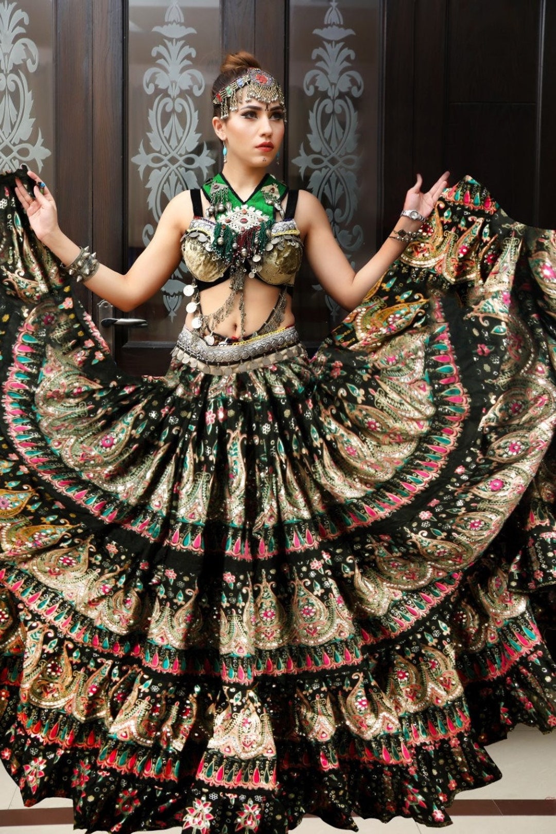 Tribal Bellydance Skirt – 25 & 35 Yard , ATS Fusion Costume, 4 Tier ...
