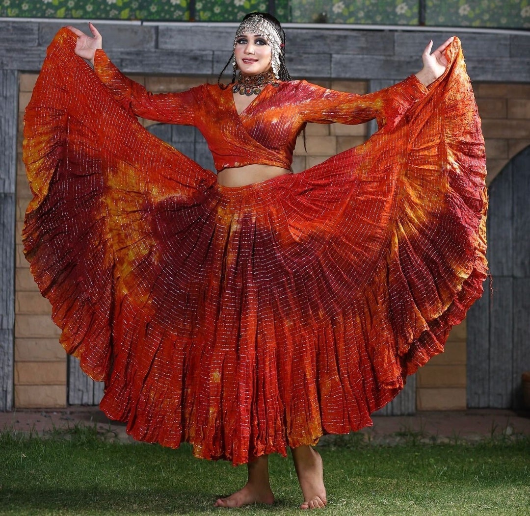 Tribal Bellydance Skirt – 25 & 35 Yard Gypsy Skirt, ATS Costume, 4 Tier ...
