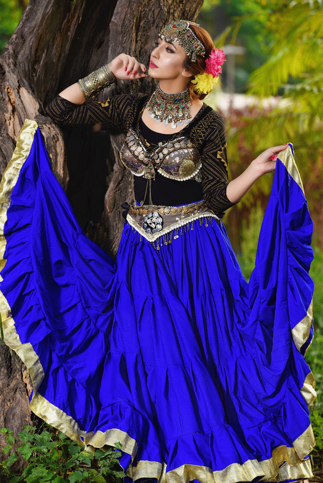 Tribal Bellydance Skirt – 25 & 35 Yard , ATS Costume, 4 Tier Festival ...