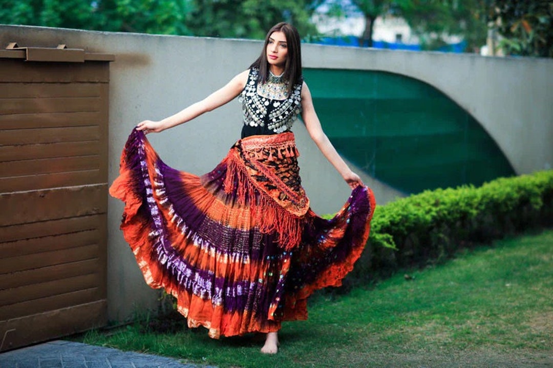 Tribal Bellydance Skirt – 25 & 35 Yard , ATS Fusion Costume, 4 Tier ...