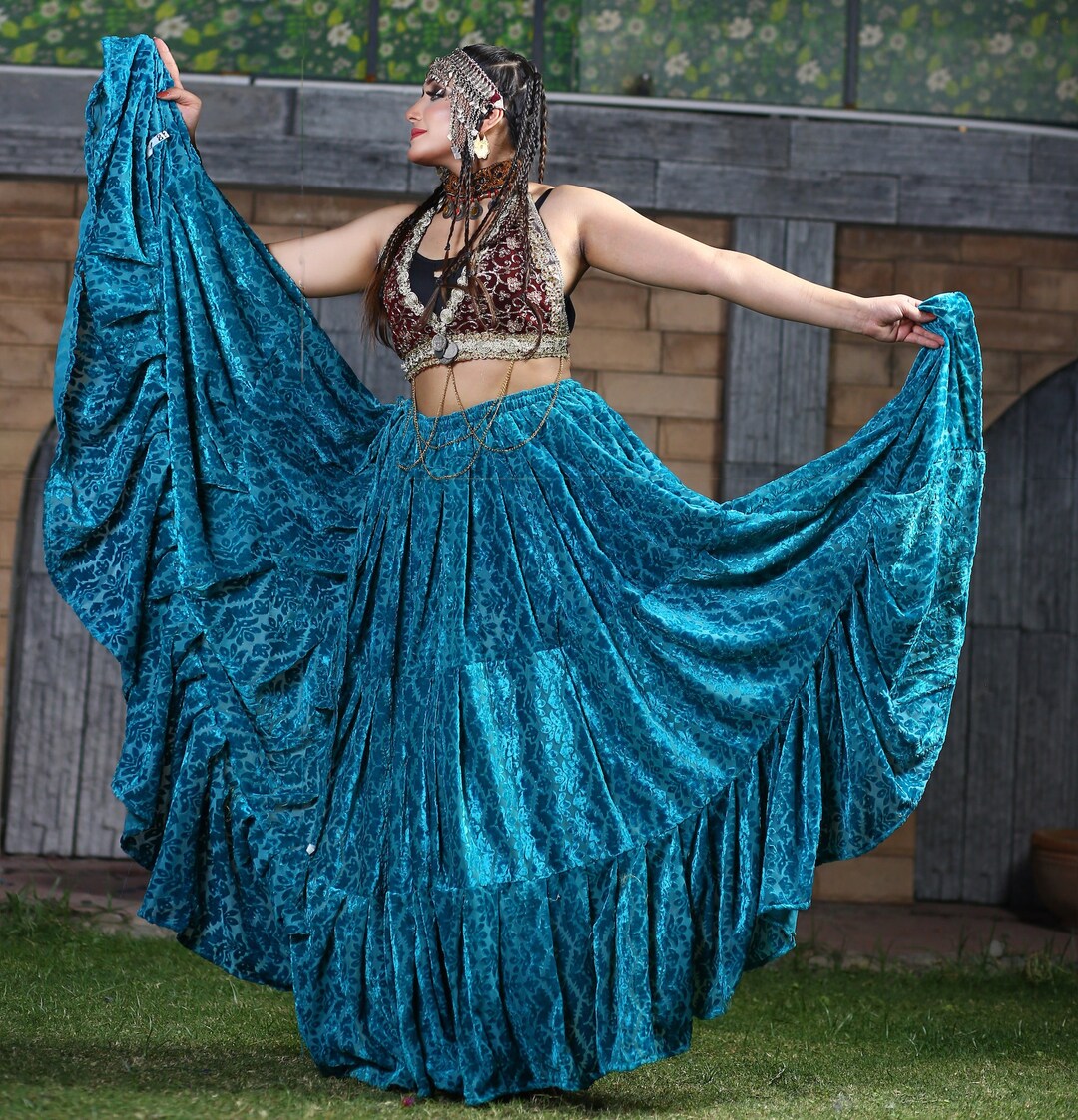 Tribal Bellydance Skirt – 25 & 35 Yard , ATS Costume, 4 Tier Festival ...