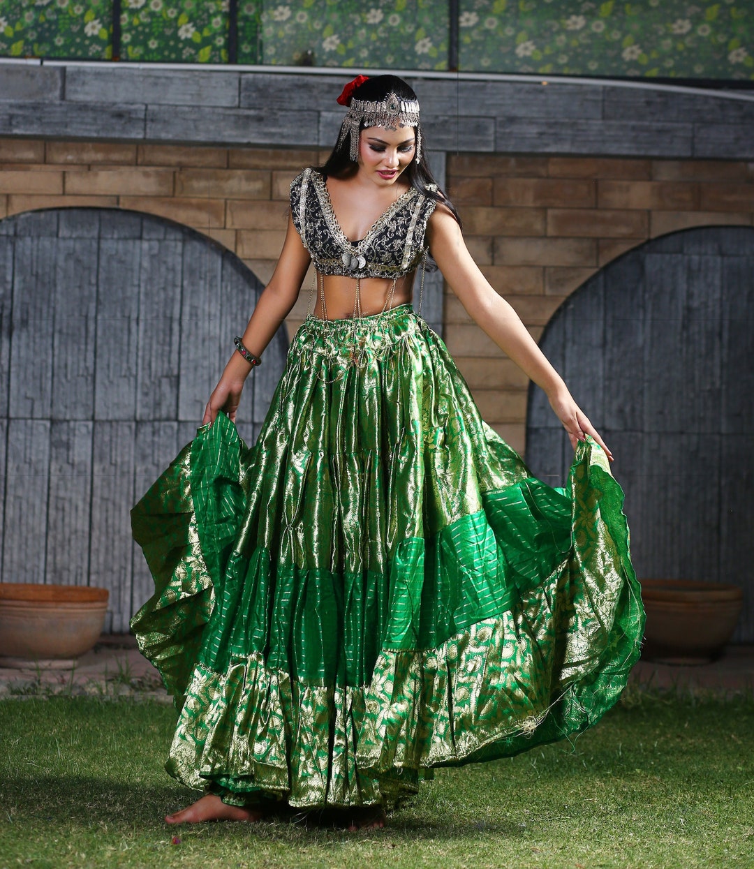 Tribal Bellydance Skirt – 25 & 35 Yard , ATS Costume, 4 Tier Festival ...