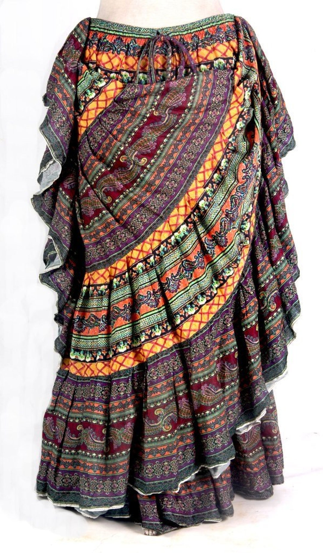 Tribal Bellydance Skirt – 25 & 35 Yard , ATS Fusion Costume, 4 Tier ...