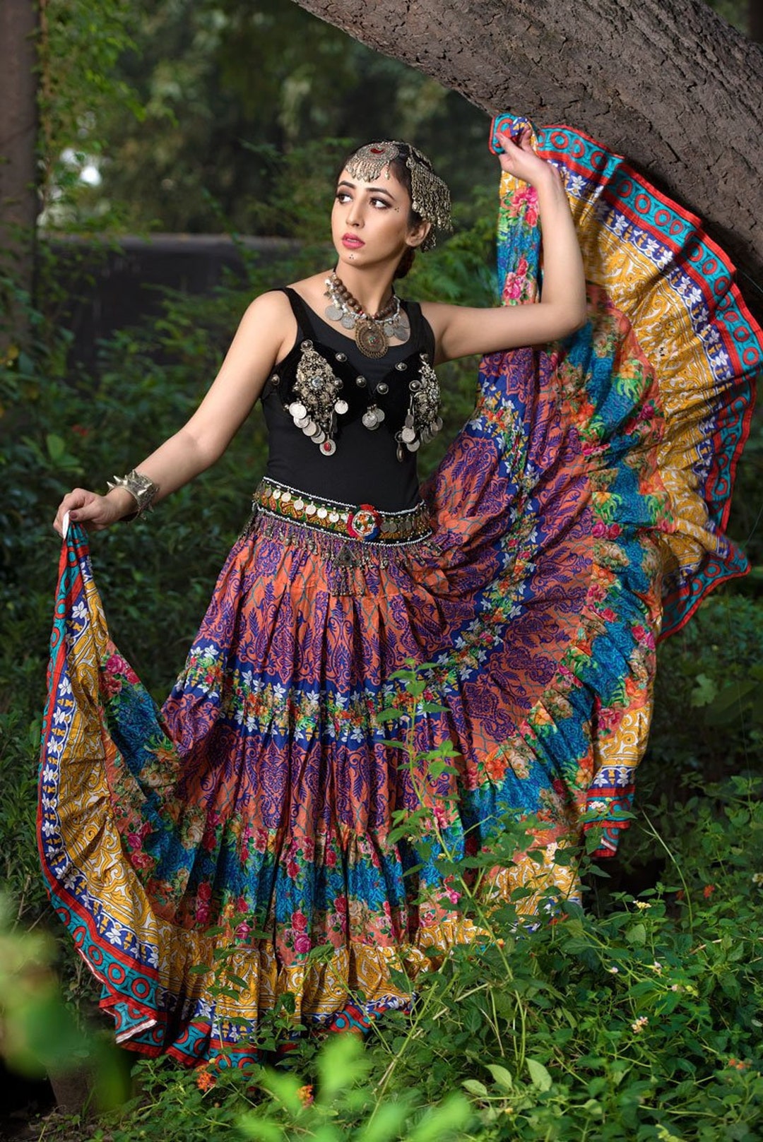 Tribal Bellydance Skirt – 25 & 35 Yard , ATS Fusion Costume, 4 Tier ...