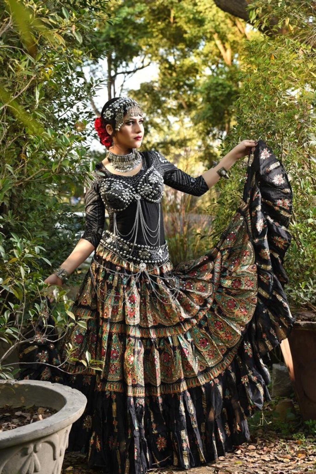 Tribal Bellydance Skirt – 25 & 35 Yard , ATS Costume, 4 Tier Festival ...
