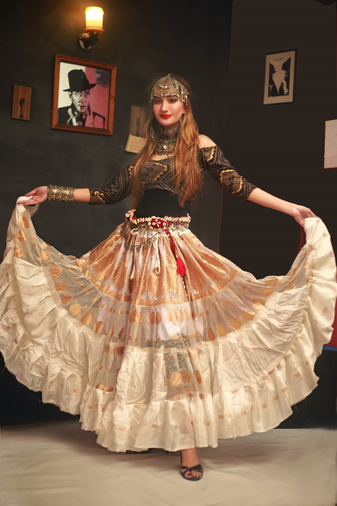 Tribal Bellydance Skirt – 25 & 35 Yard , ATS Costume, 4 Tier Festival ...