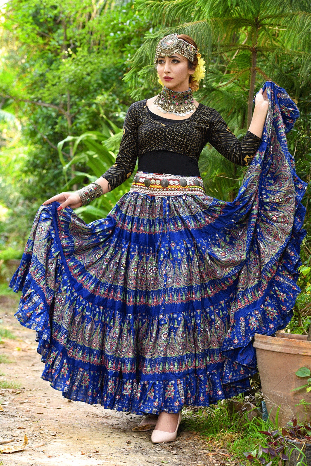 Tribal Bellydance Skirt – 25 & 35 Yard , ATS Costume, 4 Tier Festival ...