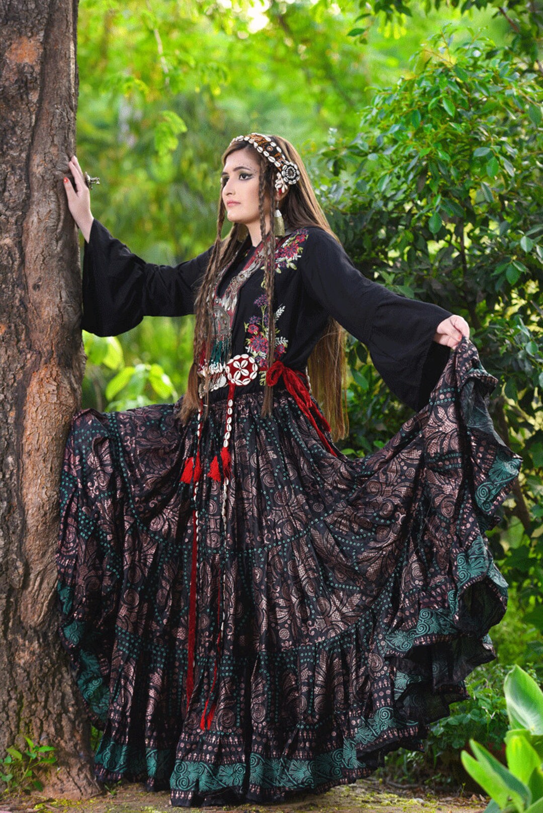 Tribal Bellydance Skirt – 25 & 35 Yard , ATS Costume, 4 Tier Festival ...
