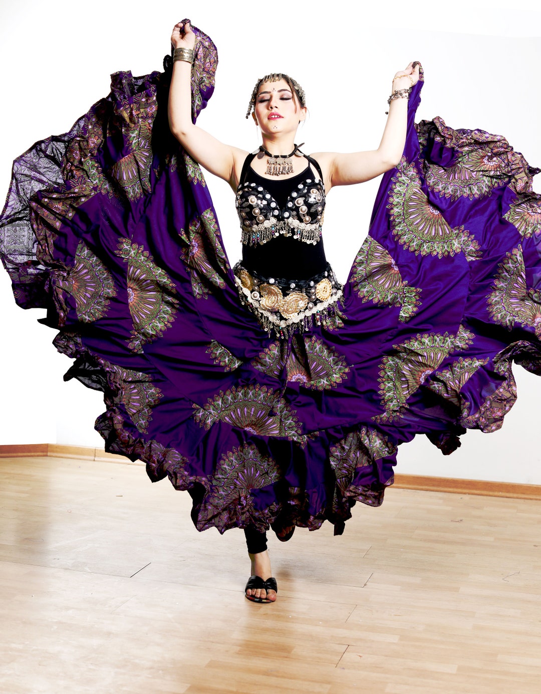 Tribal Bellydance Skirt – 25 & 35 Yard , ATS Costume, 4 Tier Festival ...
