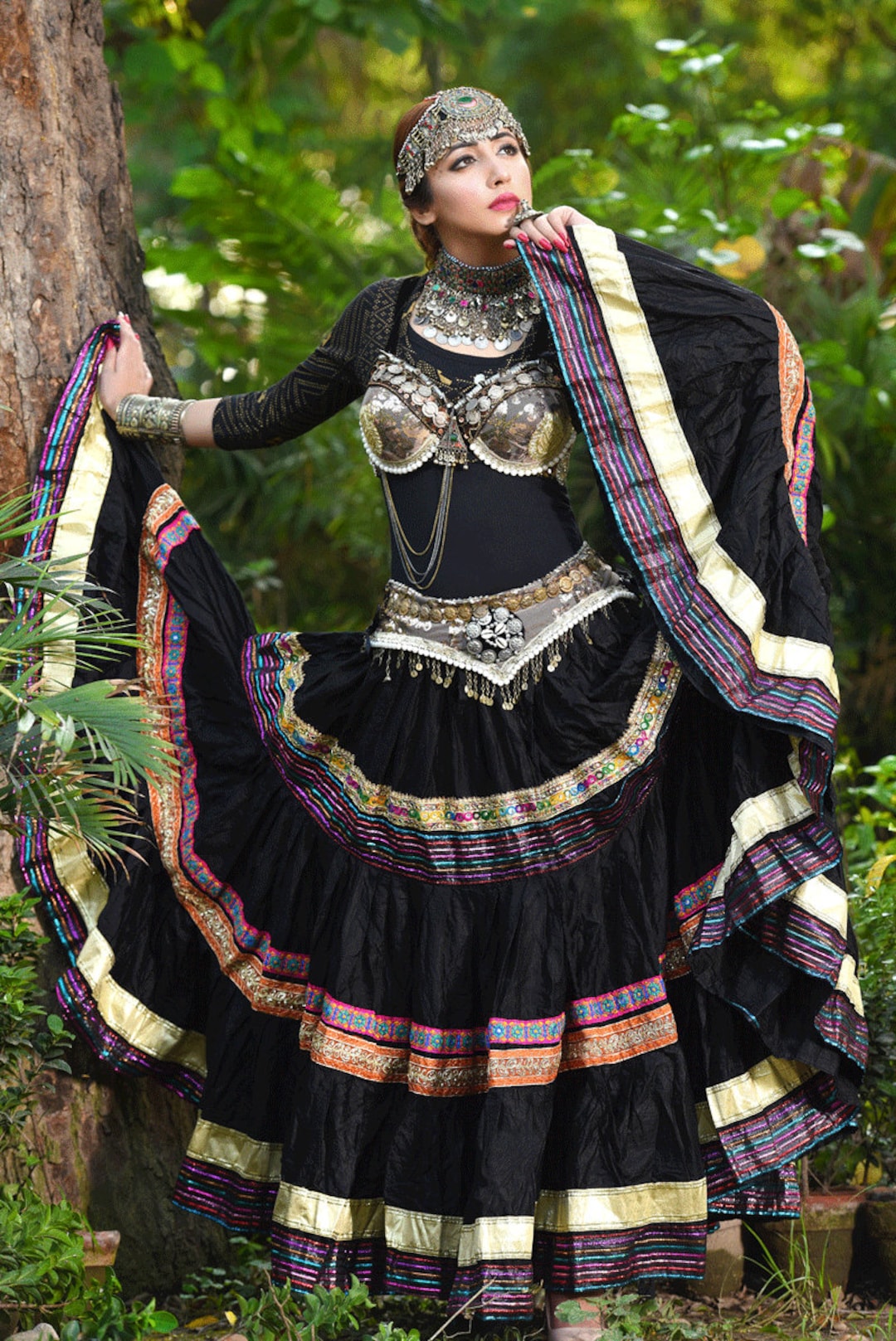 Tribal Bellydance Skirt – 25 & 35 Yard , ATS Costume, 4 Tier Festival ...