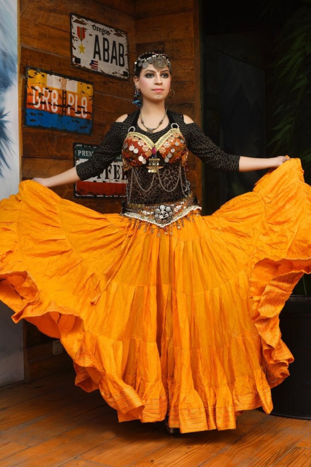 Tribal Bellydance Skirt – 25 & 35 Yard , ATS Costume, 4 Tier Festival ...