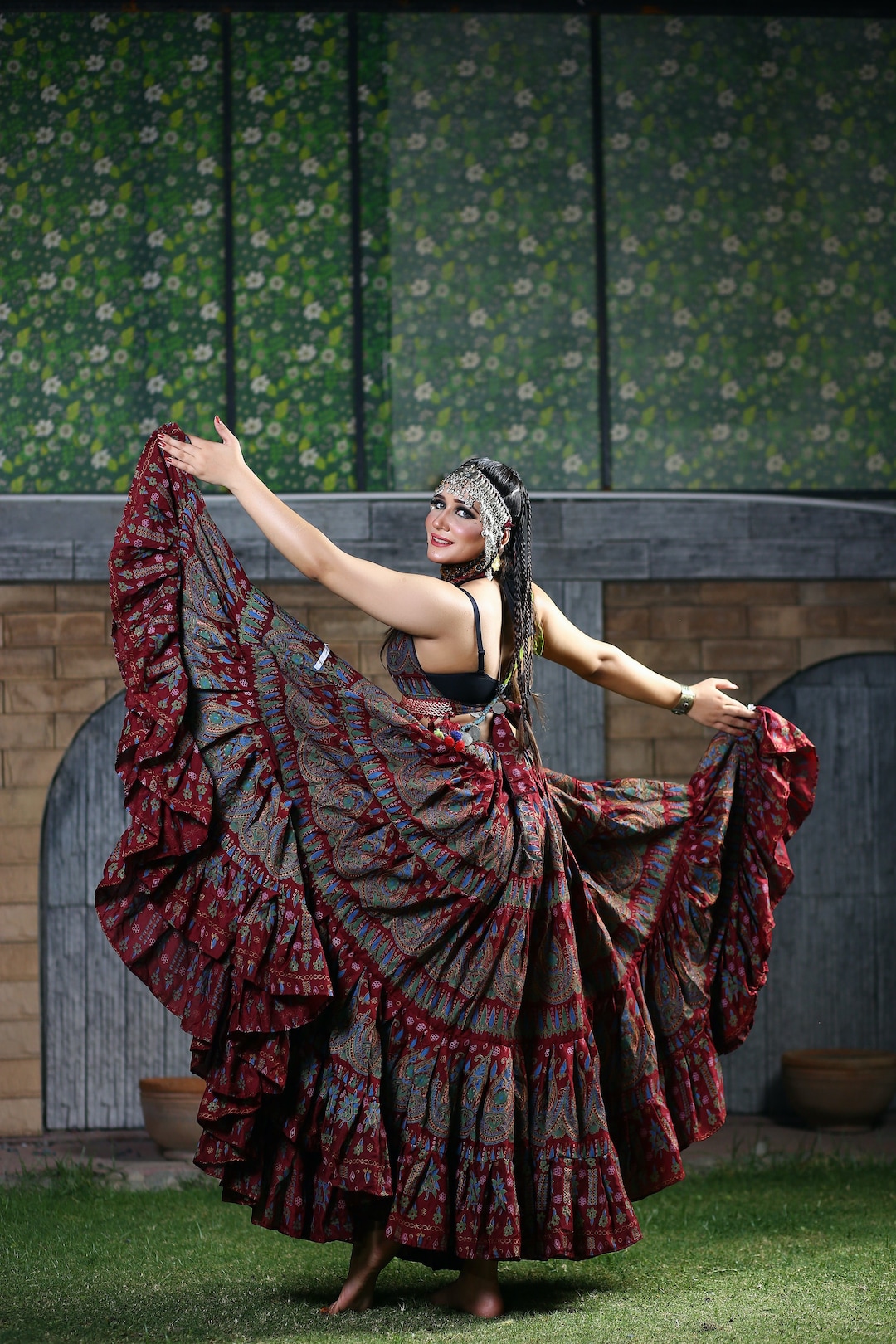 Tribal Bellydance Skirt – 25 & 35 Yard , ATS Fusion Costume, 4 Tier ...
