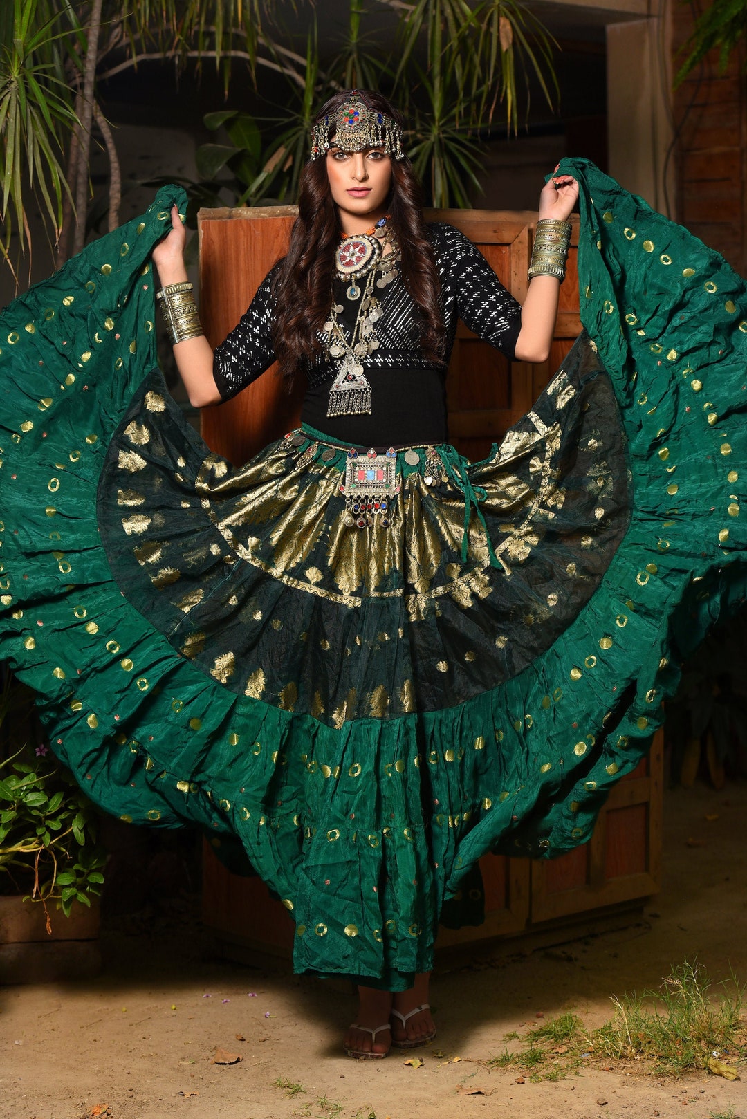 Tribal Bellydance Skirt – 25 & 35 Yard , ATS Costume, 4 Tier Festival ...